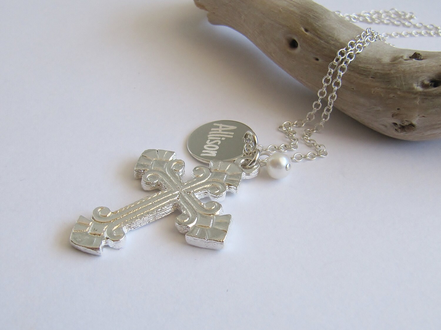 Personalized Cross Necklace Women, Large Silver Cross Pendant ...