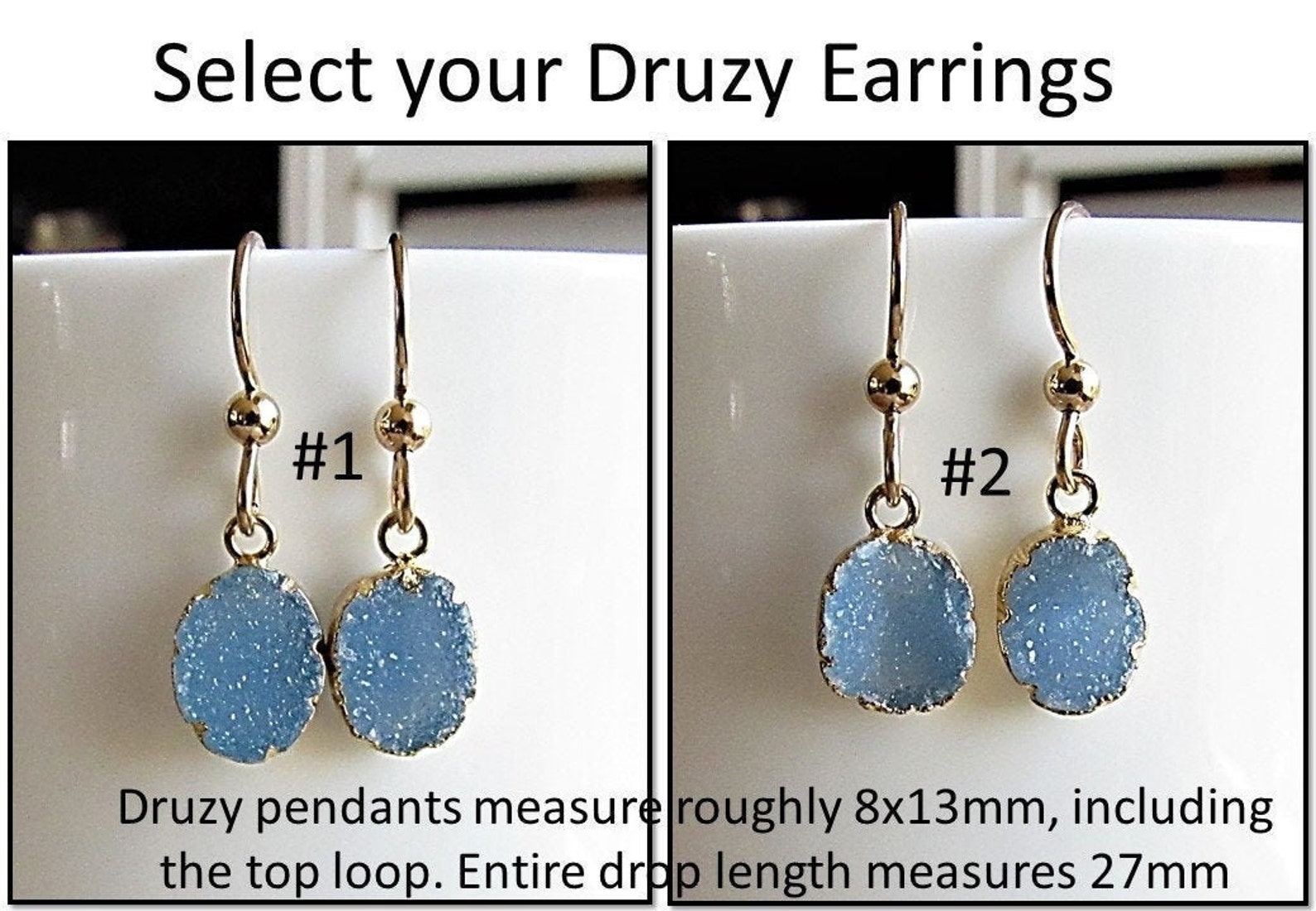 Dainty Blue Druzy Earrings in Gold Bridesmaid Jewelry Bridal | Etsy