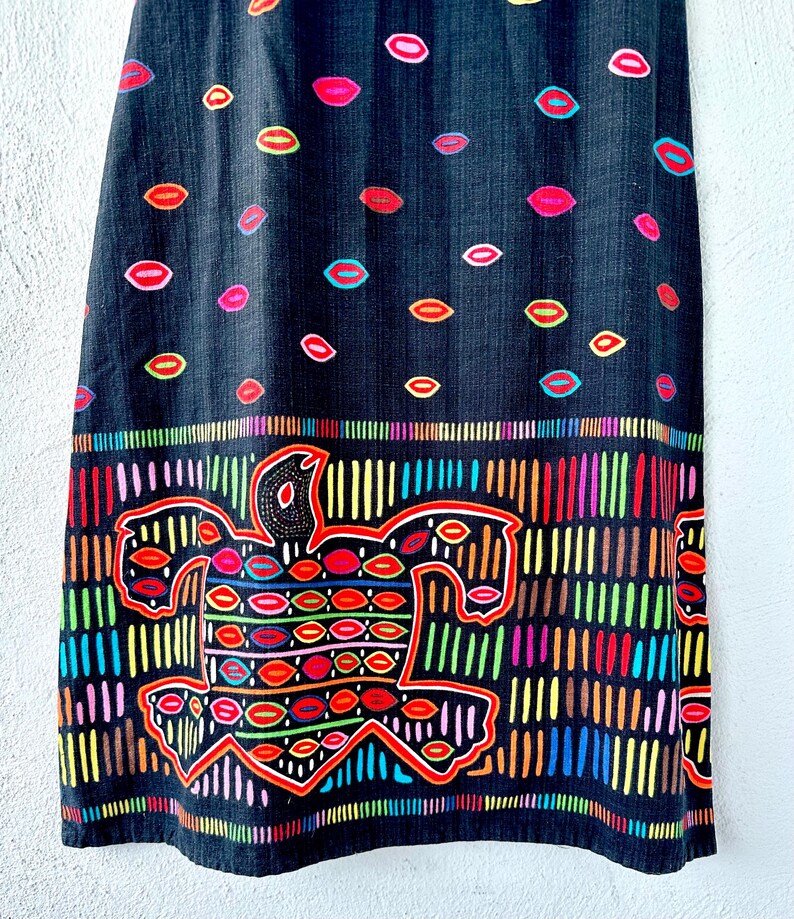 Vintage Sea Turtle Mola Skirt: Guatemalan Patchwork Maxi, Boho Ethnic ...