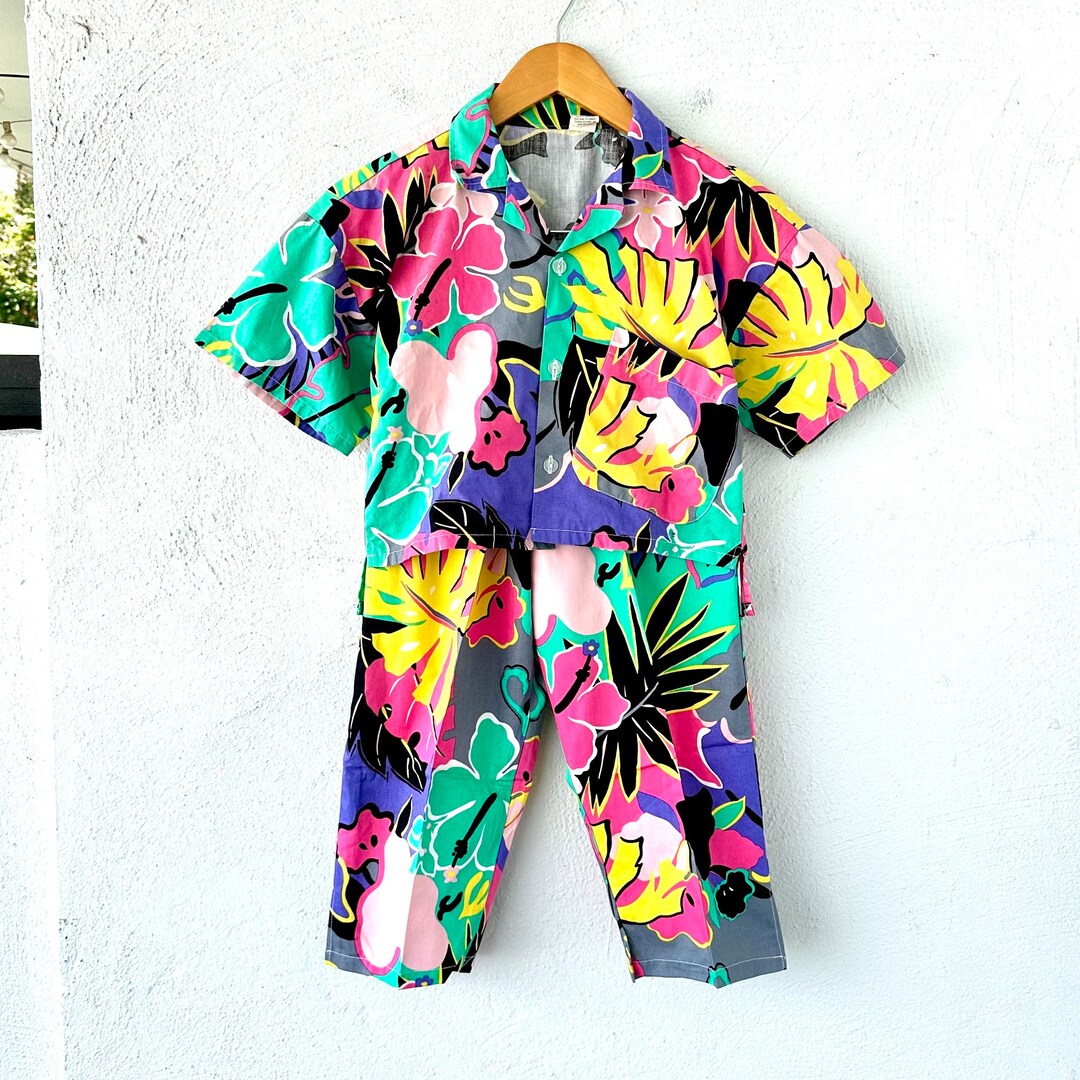 Vintage 70s 80s Hawaiian Shirt Pants Set // Hawaii Aloha Tropical ...