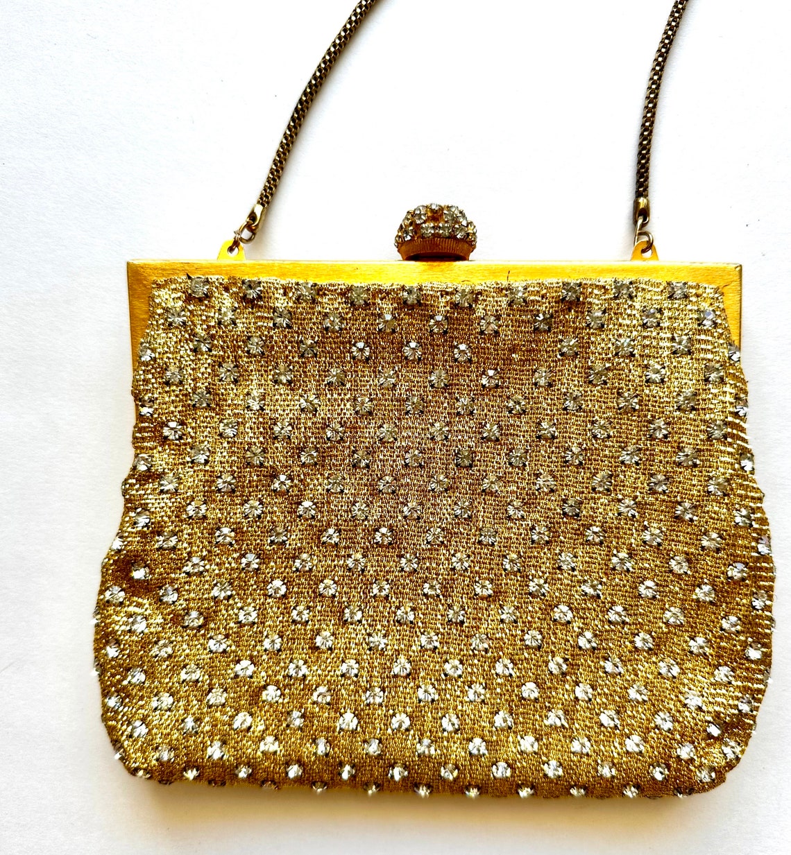 Vintage 60s Walborg Rhinestone Metal Gold Bag 1960s Space Age Purse ...