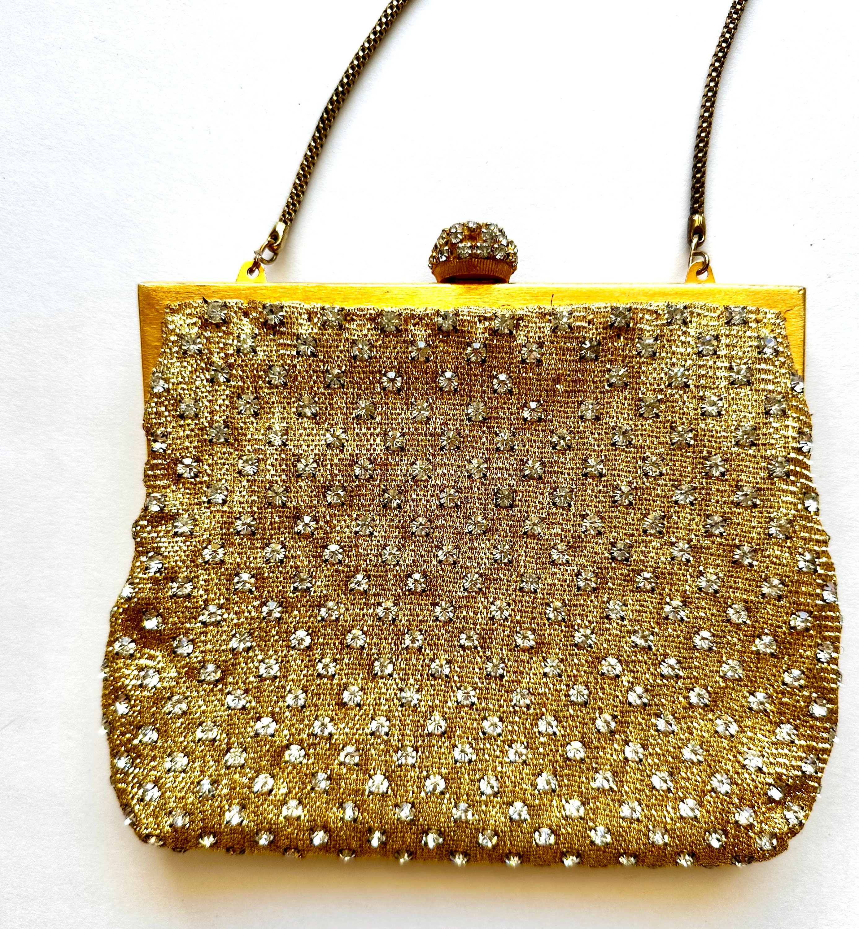 Vintage 60s Walborg Rhinestone Metal Gold Bag 1960s Space Age Purse ...