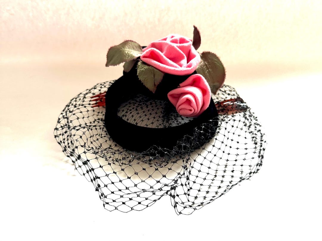 Vintage 1950s Miss Sally Victor Pink Floral Fascinator Hat 40s 50s ...
