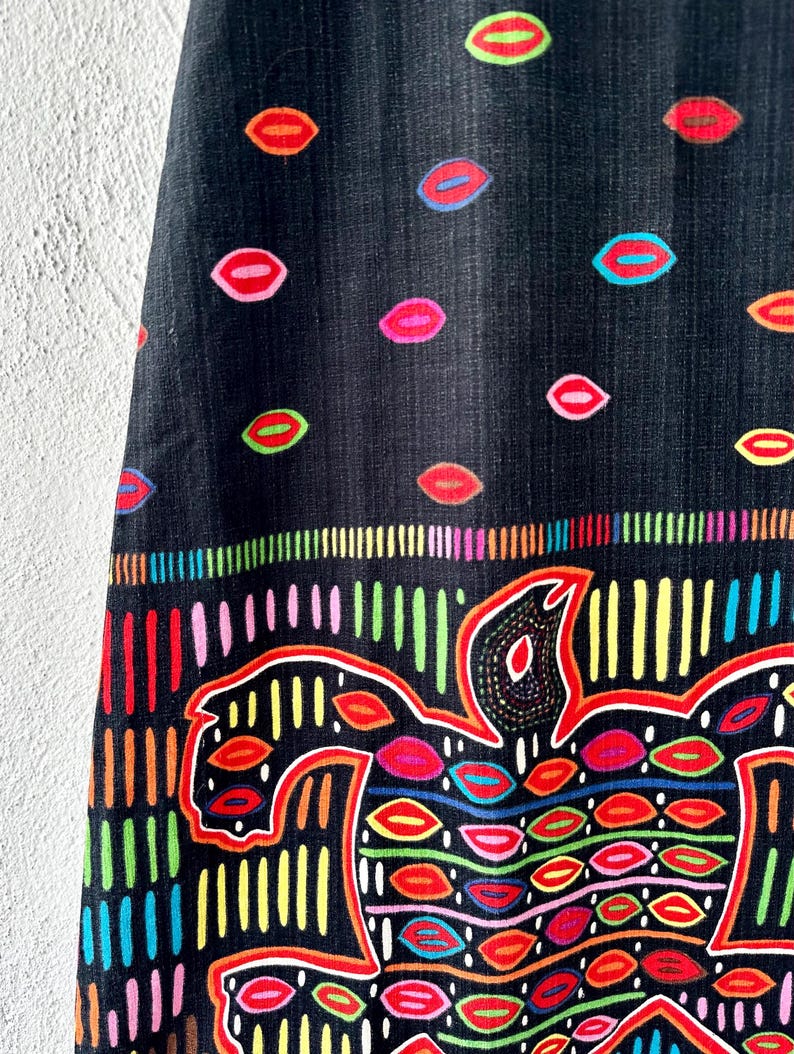 Vintage Sea Turtle Mola Skirt: Guatemalan Patchwork Maxi, Boho Ethnic ...