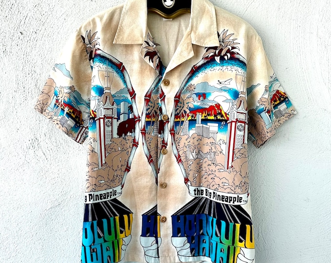 Vintage 70s Hang Ten Honolulu Hawaiian Aloha Shirt // 1970s Men's ...