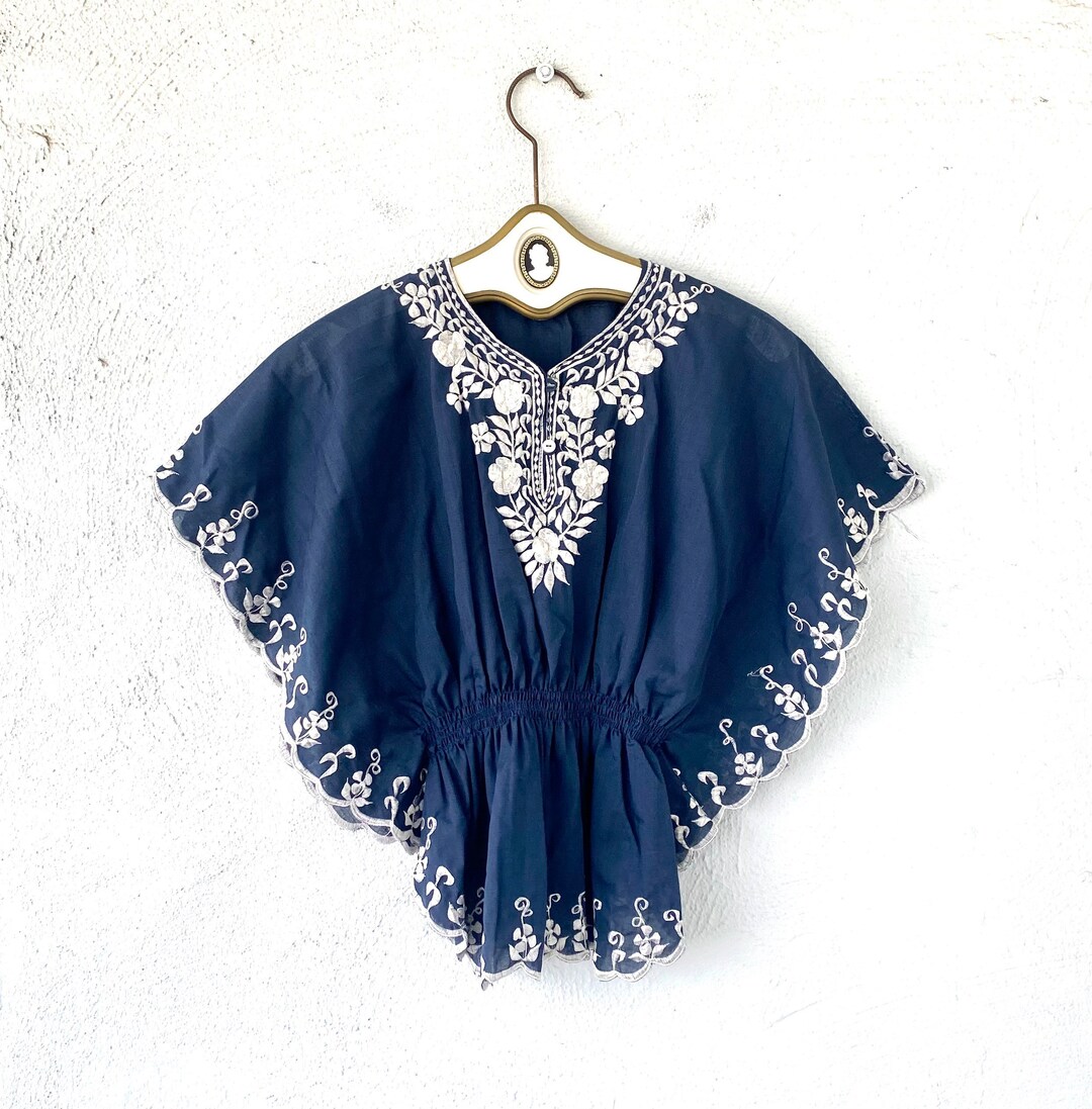 Vintage 70s Angel Wing Top 1970s Embroidered Hippie Floral Folk Top - Etsy
