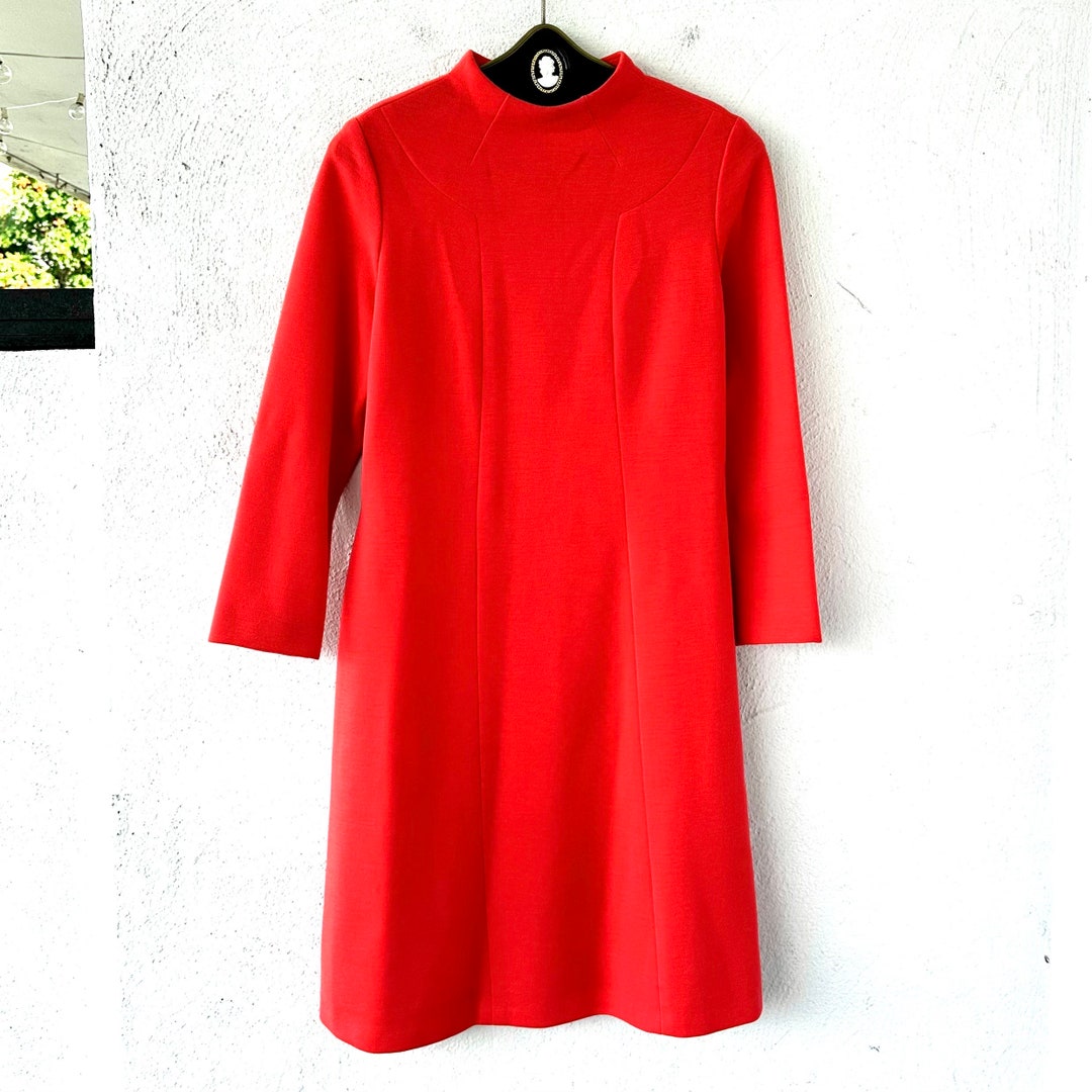 Vintage 60s Mod Go-go Mini Dress 1960s Red Minimalist Knit Dress - Etsy