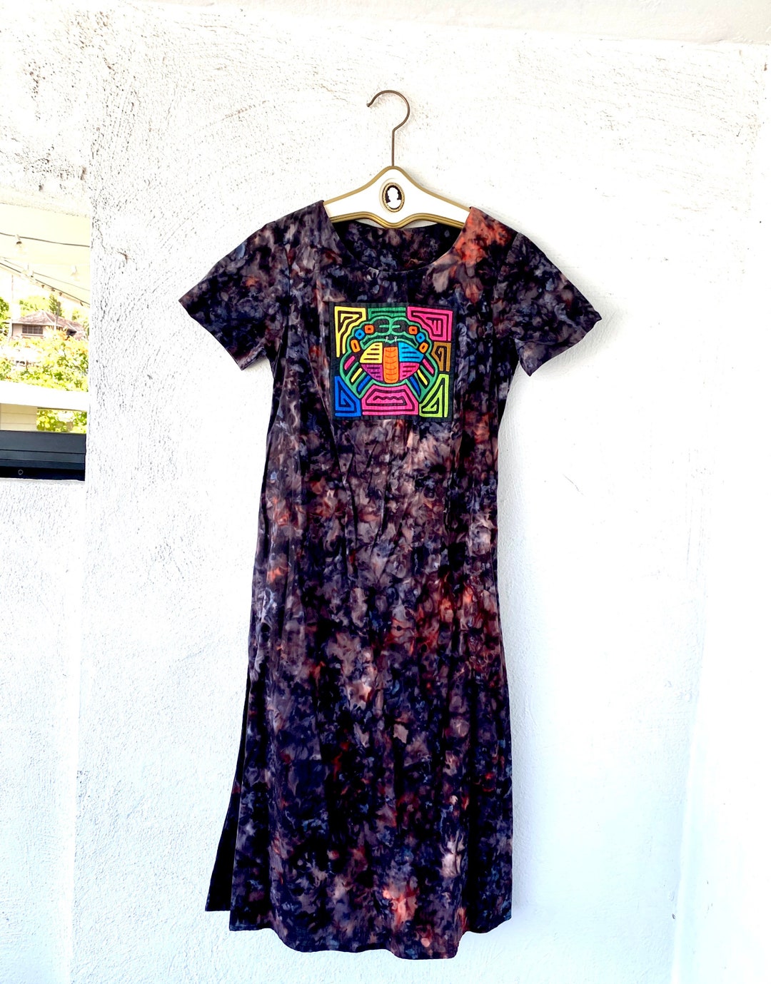 Vintage Mola Panama Tie Dye Dress Cancer Crab Quilted Appliqué Dress - Etsy