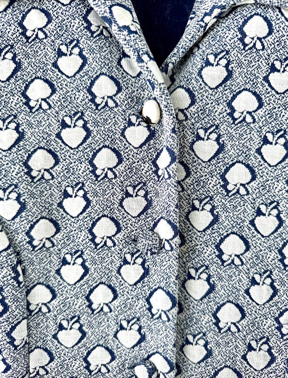 Vintage 70s Textured Fruit Jacket 1970s Blue White St… - Gem