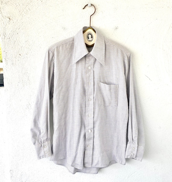 Vintage 70s Disco Large Collar Shirt Dagger Collar Top - Gem