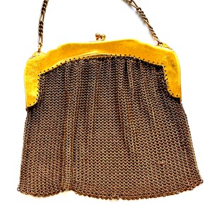 Antique Art Deco Sterling Silver Chain Mesh Bag Gold Wristlet Handbag ...