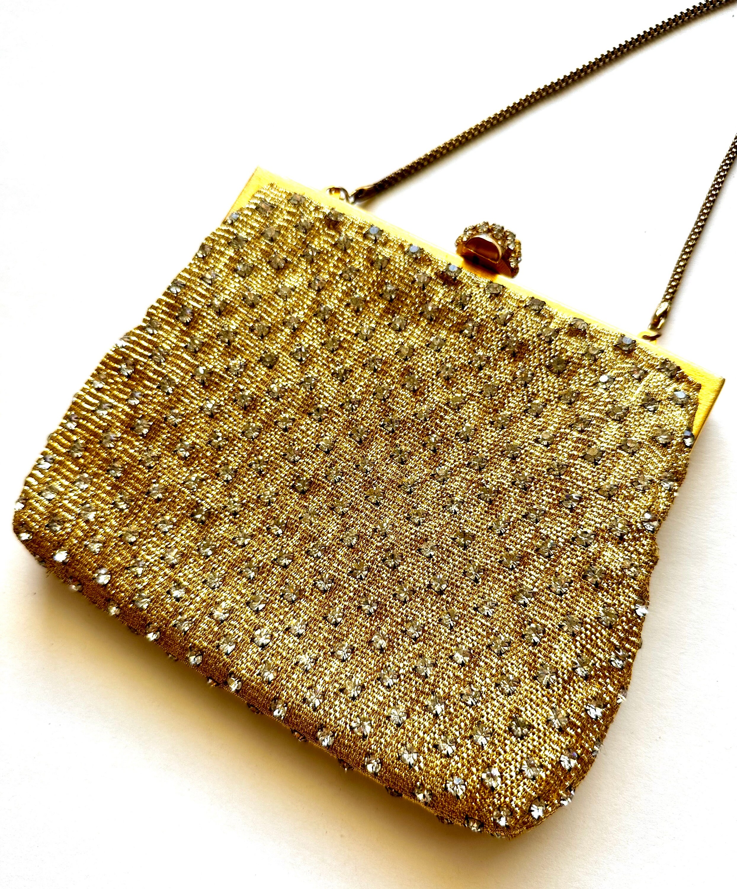 Vintage 60s Walborg Rhinestone Metal Gold Bag 1960s Space Age Purse ...