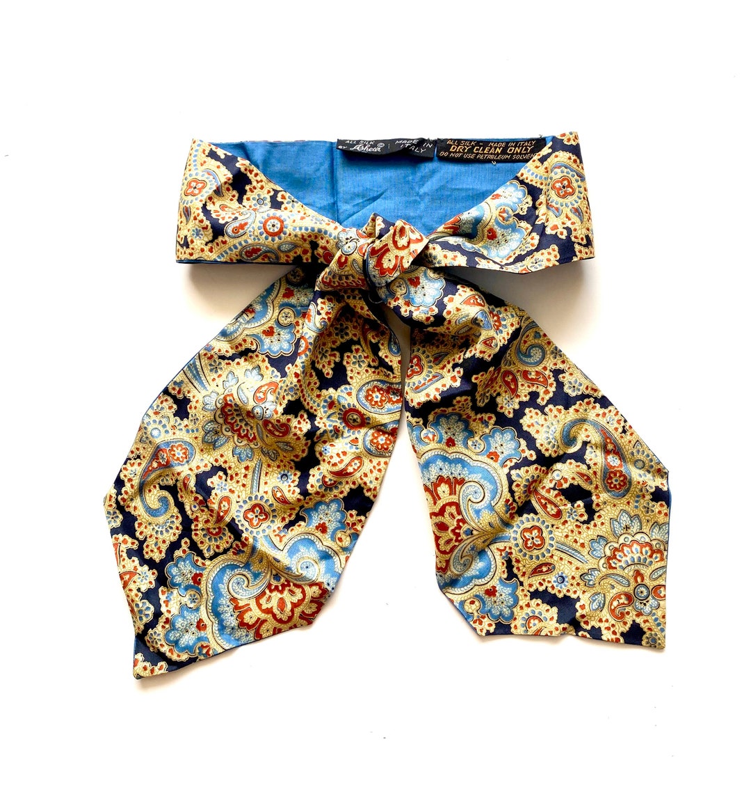 Vintage Italian Silk Paisley Ascot Tie: 60s Boho Scarf - Etsy