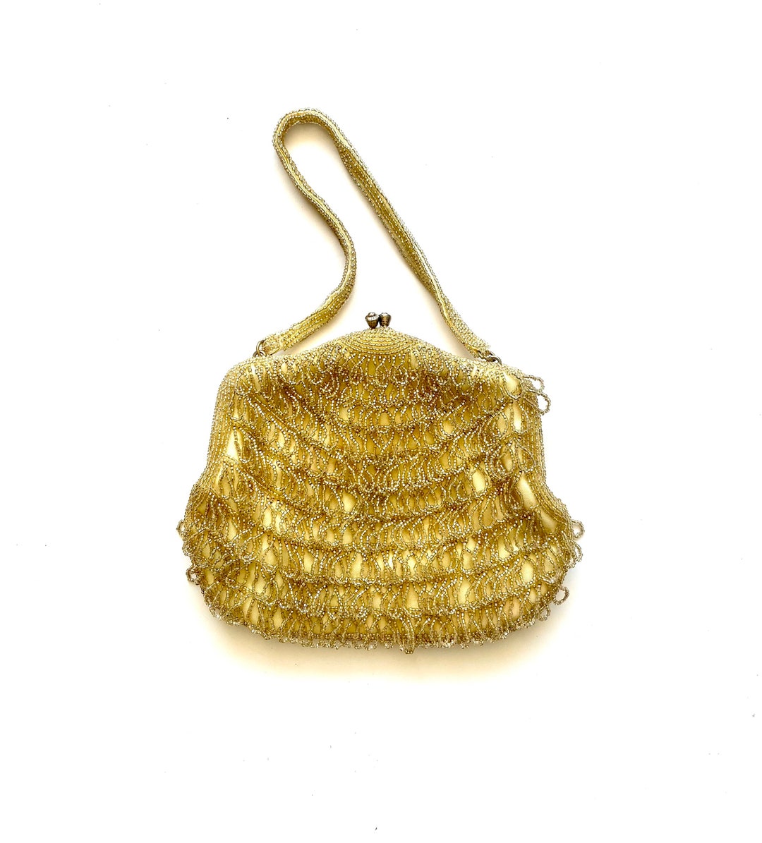 Vintage Walborg Richere Beaded Bag Metallic Gold Purse 50s 60s Flapper ...