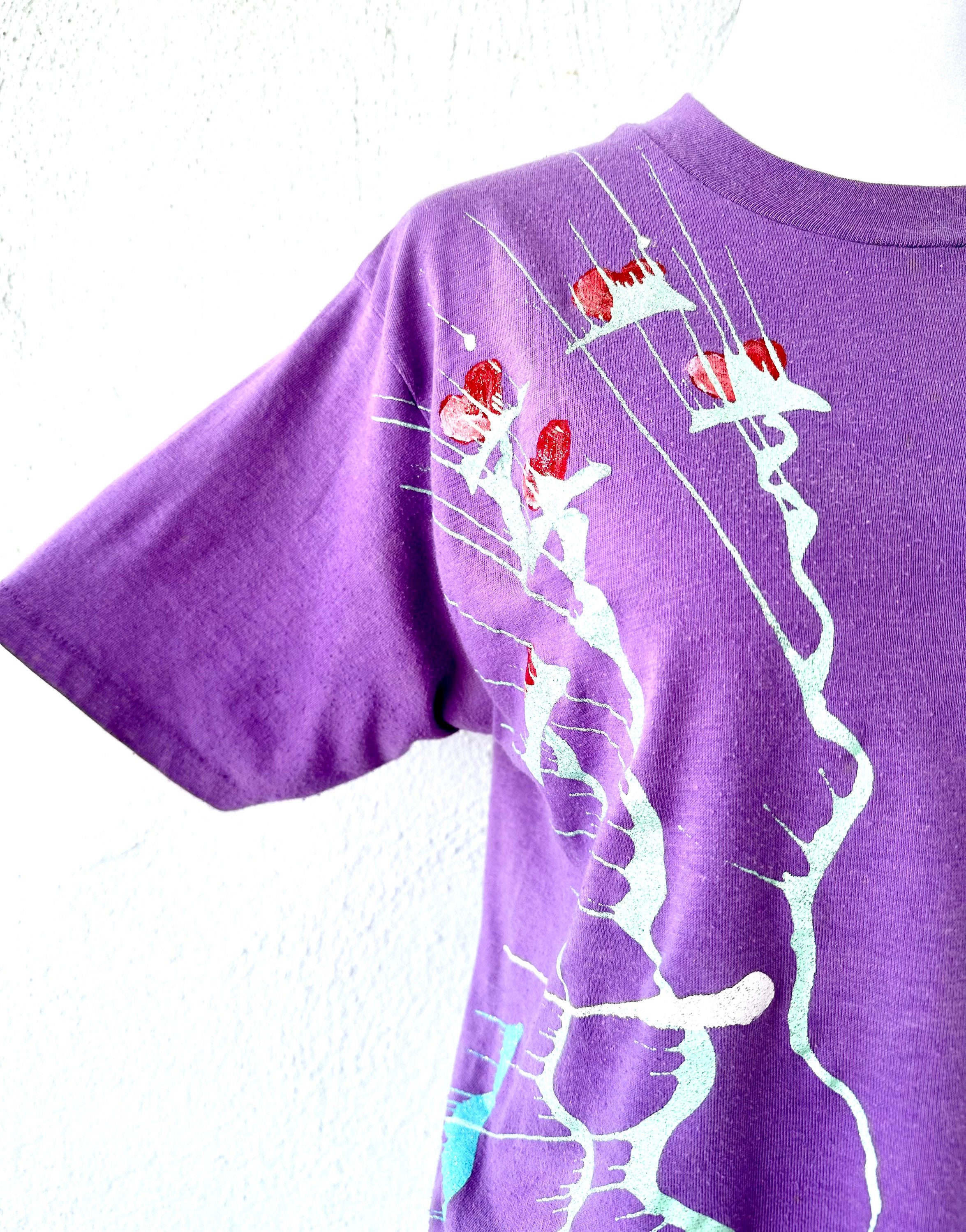 Vintage 80s 90s Splatter Paint Glitter Tshirt Single Stitch Artsy ...