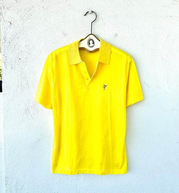 Vintage 70s Roadrunner Yellow Polo 1970s Bright Yellow - Gem