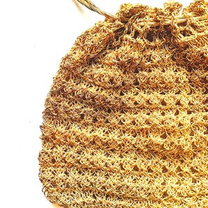 Vintage Metallic Gold Crochet Drawstring Bag Boho Glam Handbag Purse - Etsy