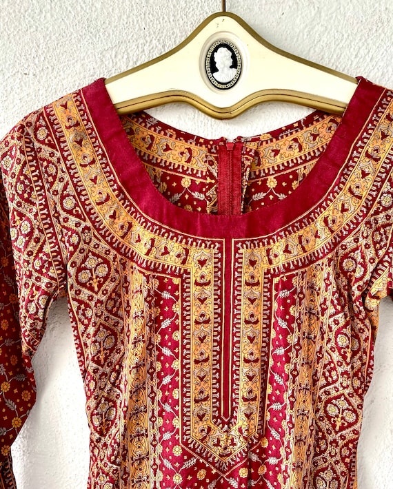 Vintage 70s Indian Imports Boho India Block Print Pho… - Gem