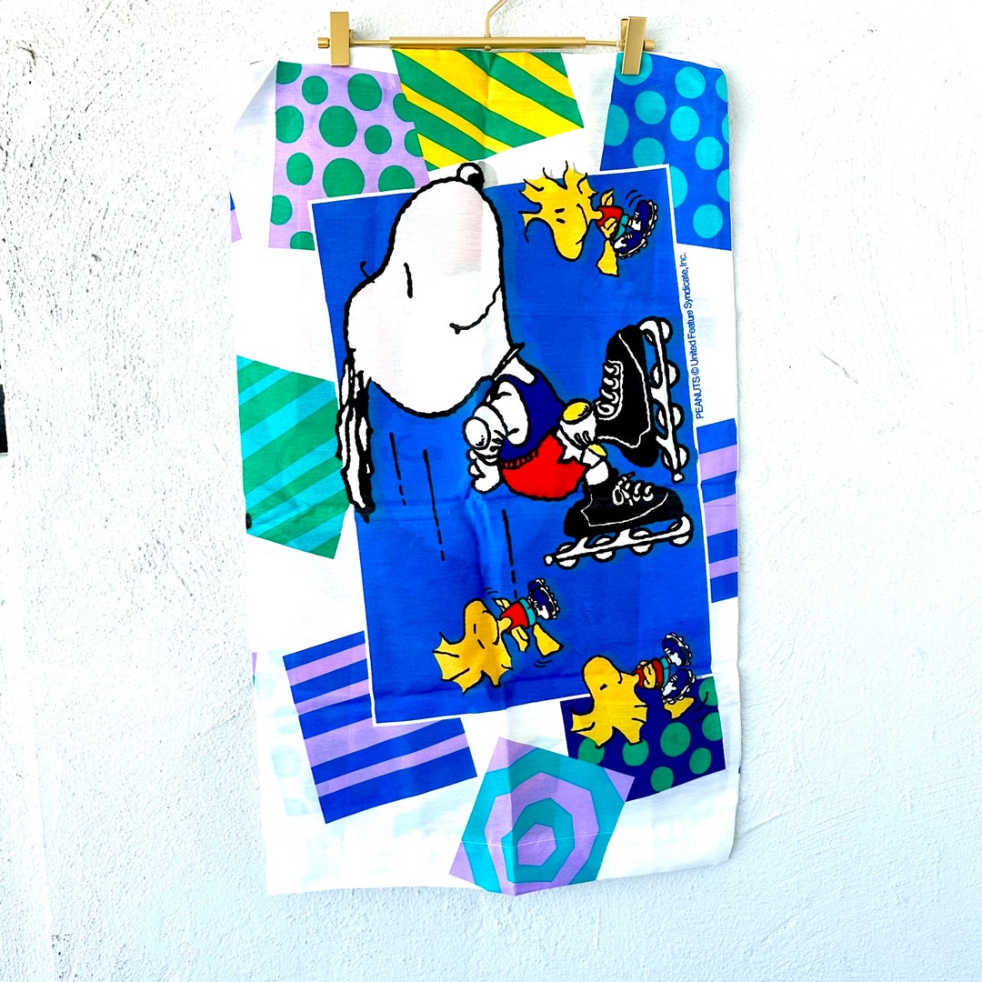 Vintage 1980s 1990s Snoopy Woodstock Bedding Rollerskating Pillowcase ...