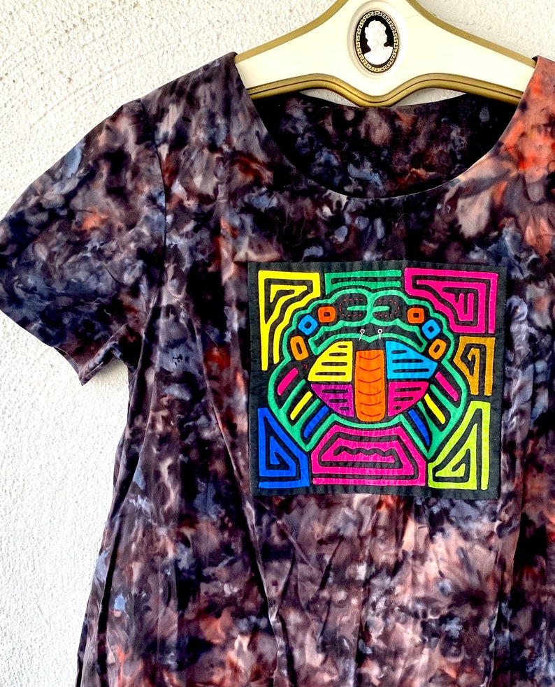 Vintage Mola Panama Tie Dye Dress Cancer Crab Quilted Appliqué - Etsy