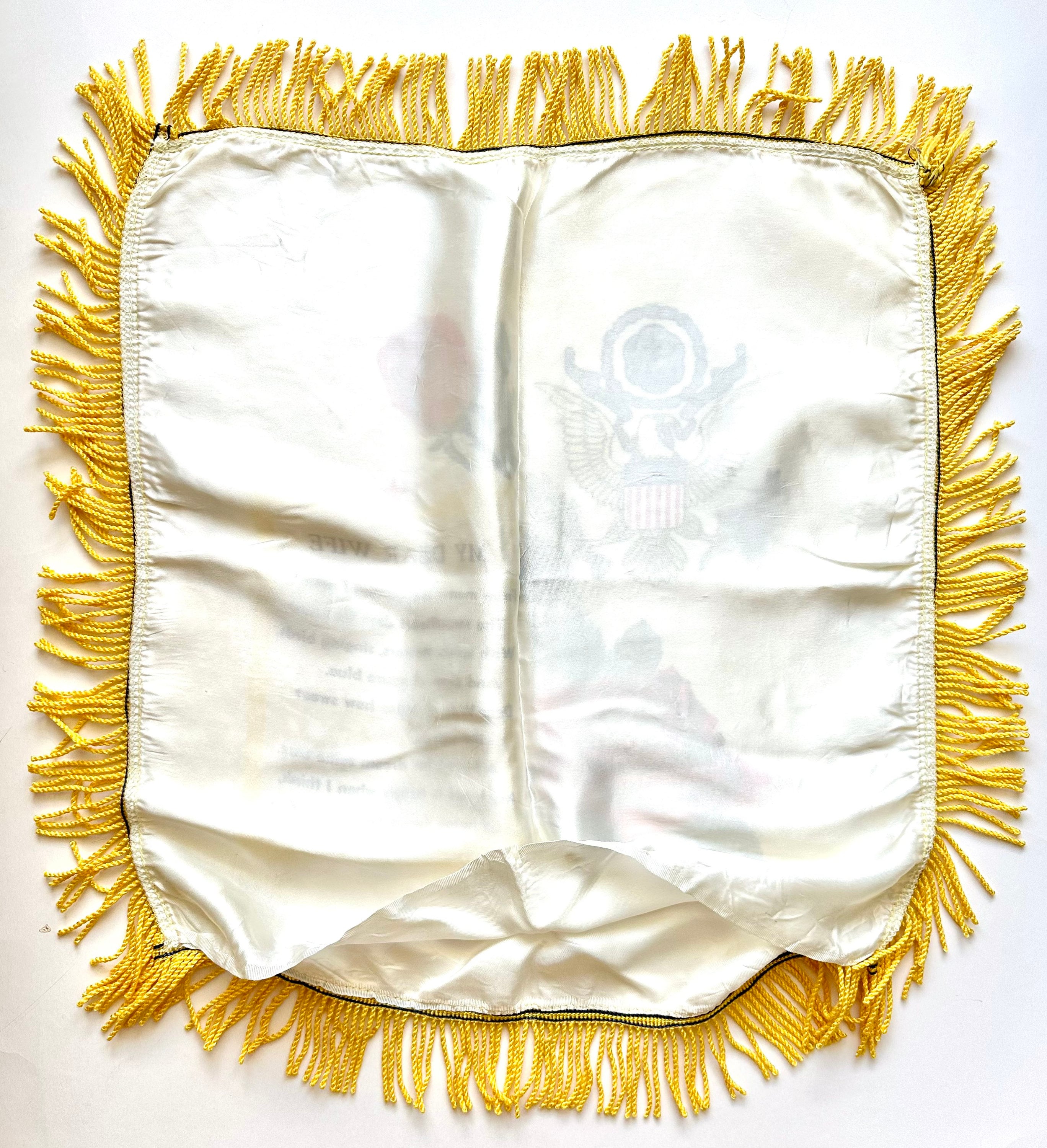 Vintage 1940s 50s WWII Military Fringe Satin Pillowcase Rose White ...