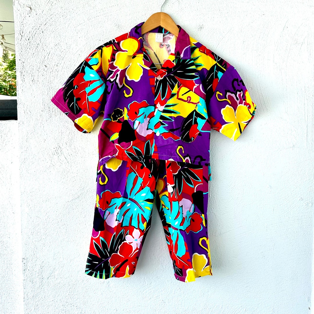 Vintage 70s 80s Hawaiian Shirt Pants Set // Hawaii Aloha Tropical ...