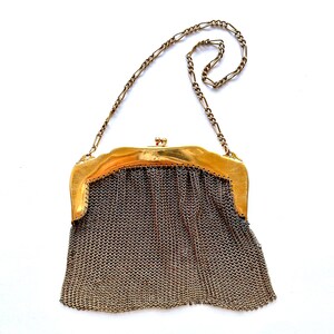 Antique Art Deco Sterling Silver Chain Mesh Bag Gold Wristlet Handbag ...