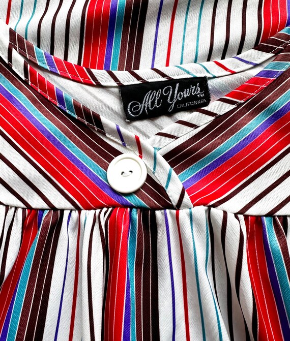 Vintage 70s Striped Swing Shirt // 1970s Oversize Flo… - Gem