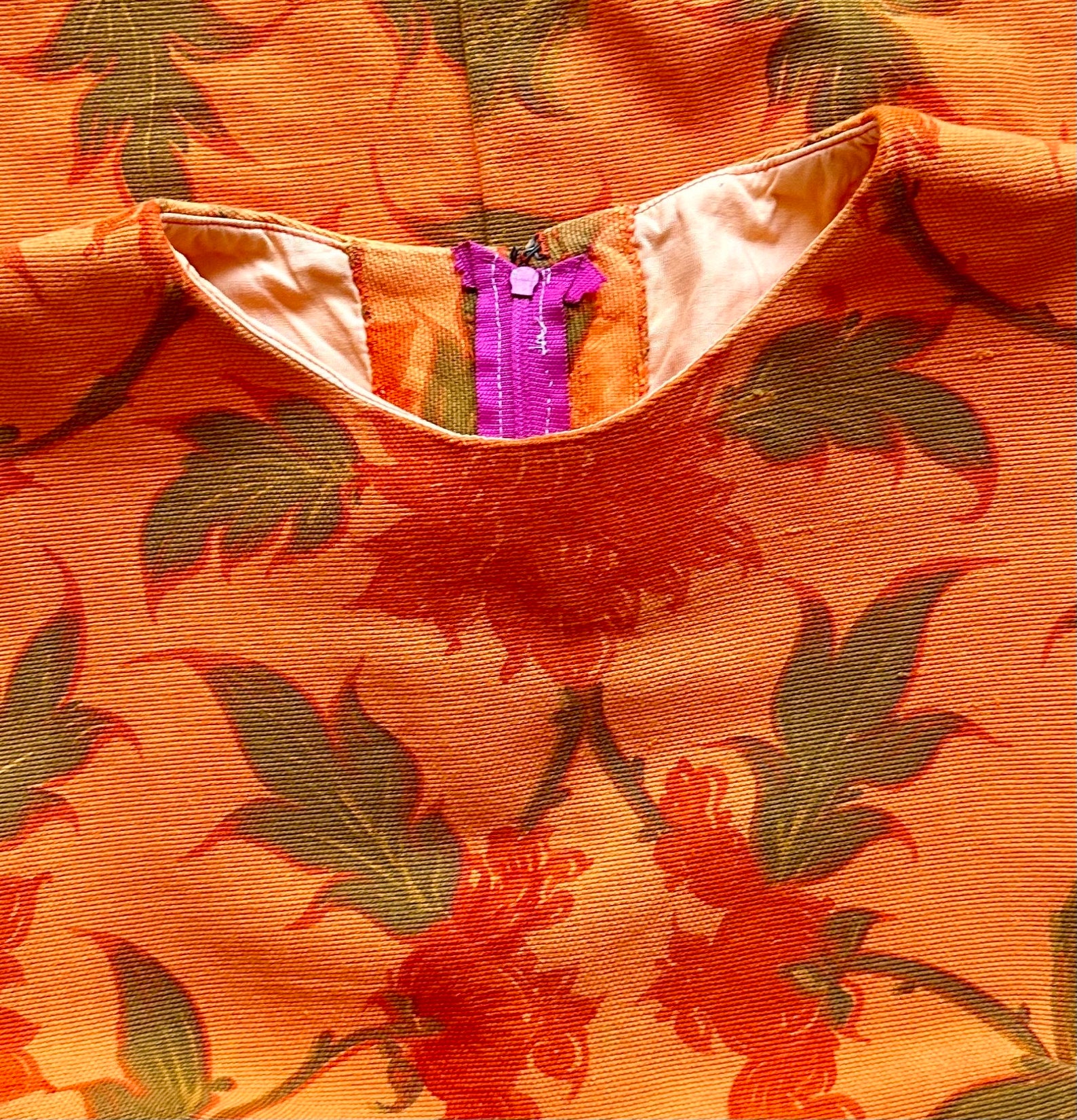Vintage 60s 70s Hawaiian Dress Bright Orange Sheath Floral Hawaii Tank ...