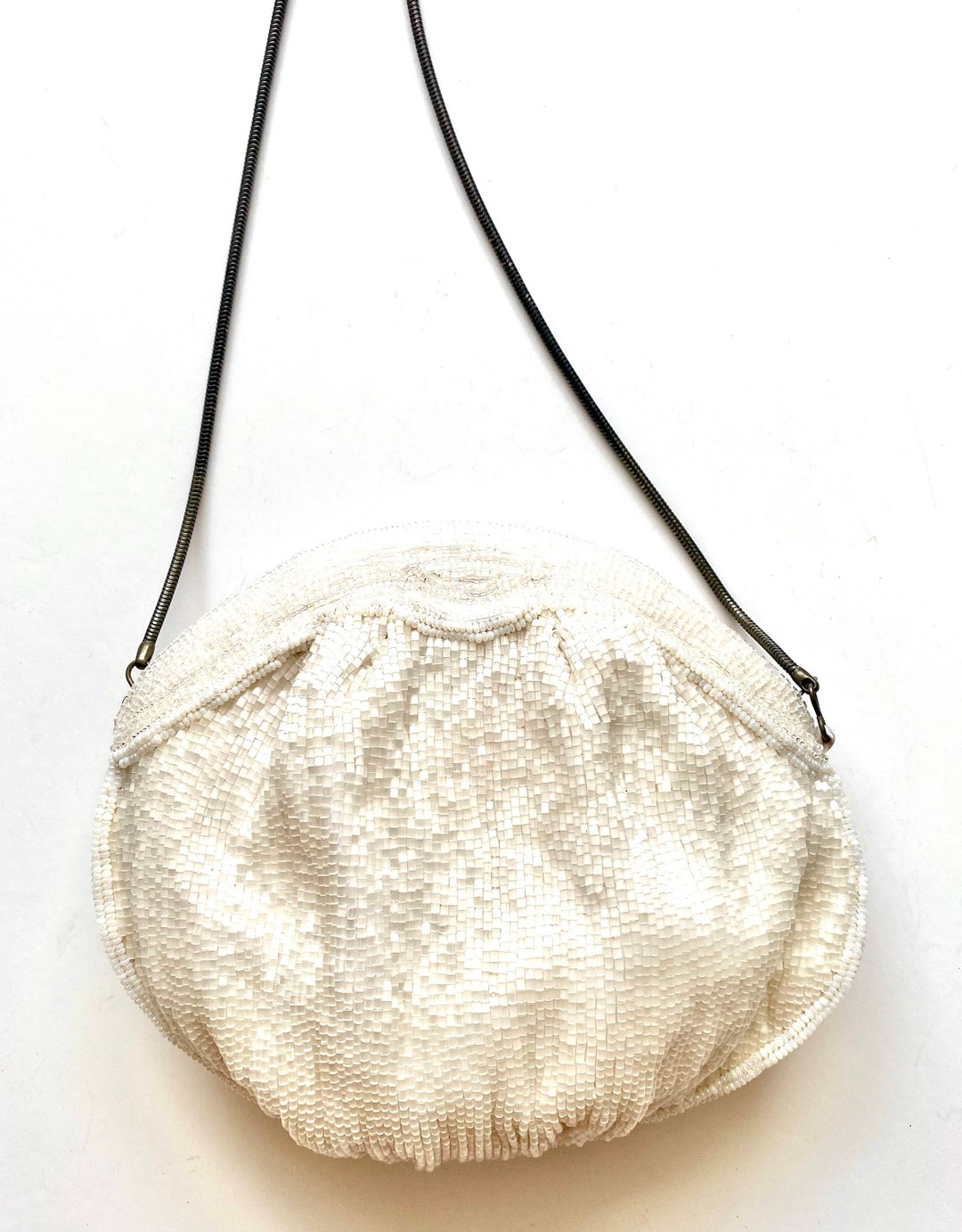 Vintage Walborg White Beaded Bag 70s Disco Glam Shoulder Purse - Etsy