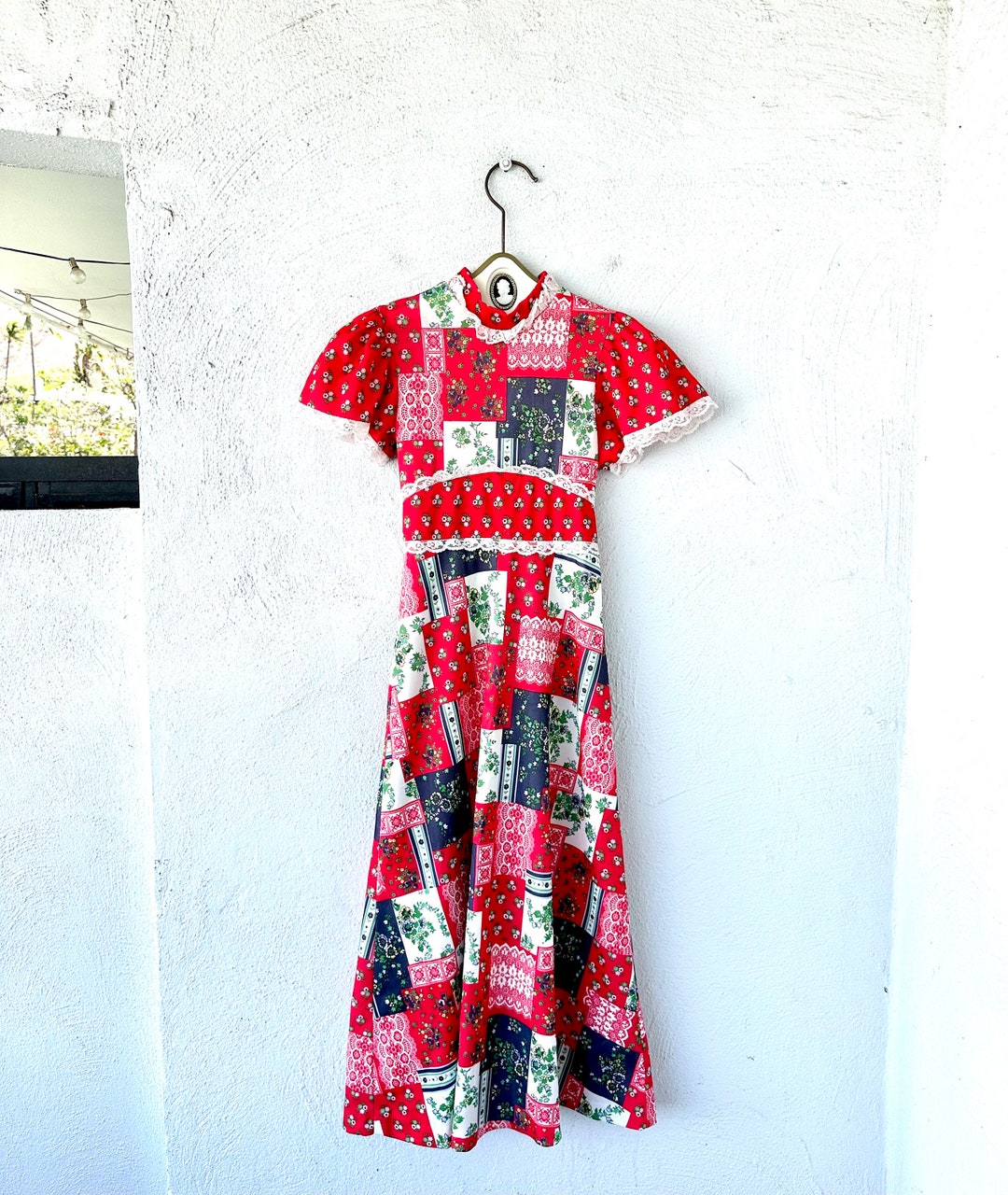 Vintage 70s Patchwork Lace Dress 1970s Floral Hawaiian Muumuu - Etsy