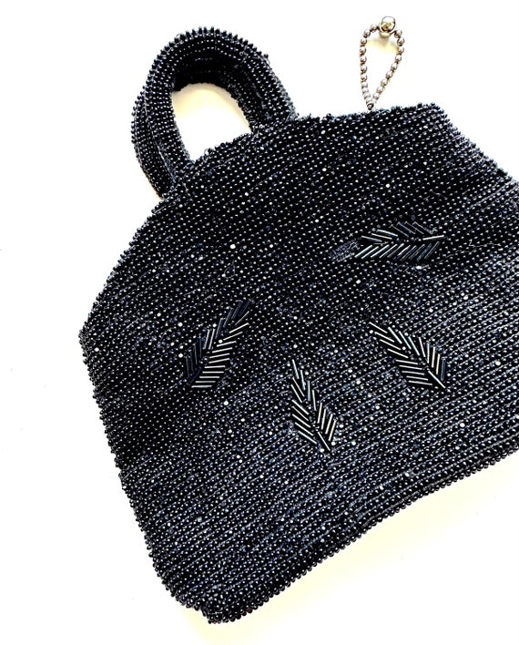 Vintage Art Deco Beaded Bag 1920s Black Handbag - Gem