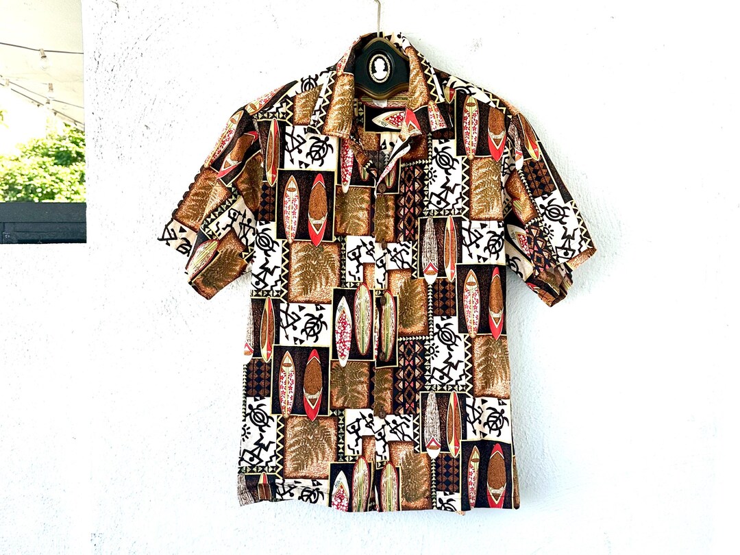 Vintage Hawaiian Surfboard Aloha Shirt 90s Surf Patchwork Hawaii ...