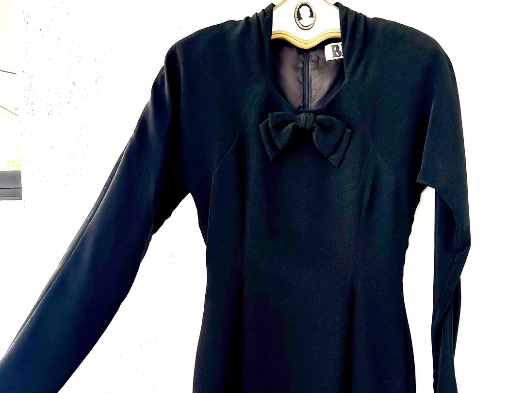 Vintage 80s 90s Bow Dress 1980s 1990s LBD Black Minimalist Dress - Etsy