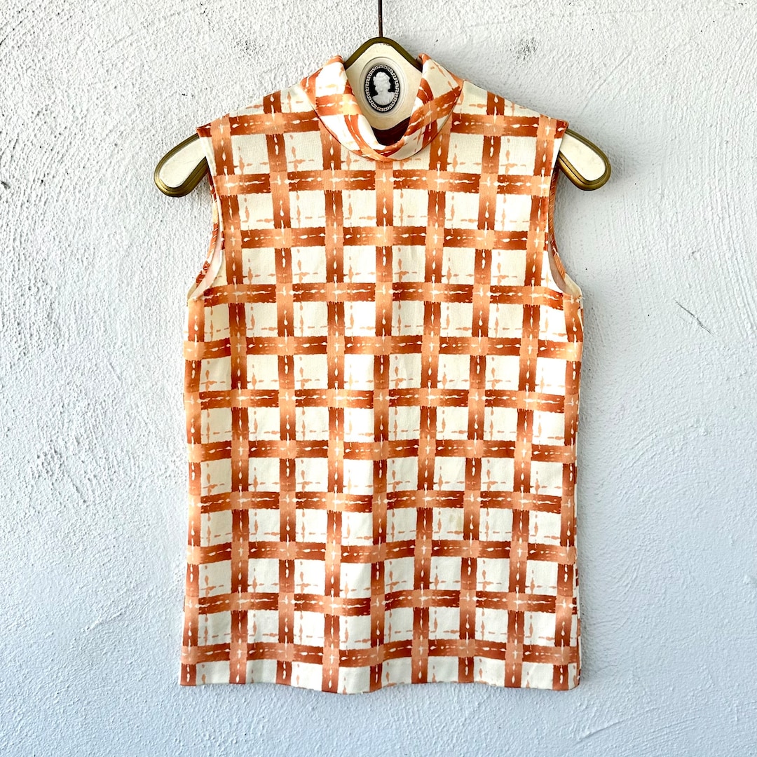 Vintage 60s Mod Checkered Top 70s Plaid Tank Turtleneck Knit Shirt - Etsy