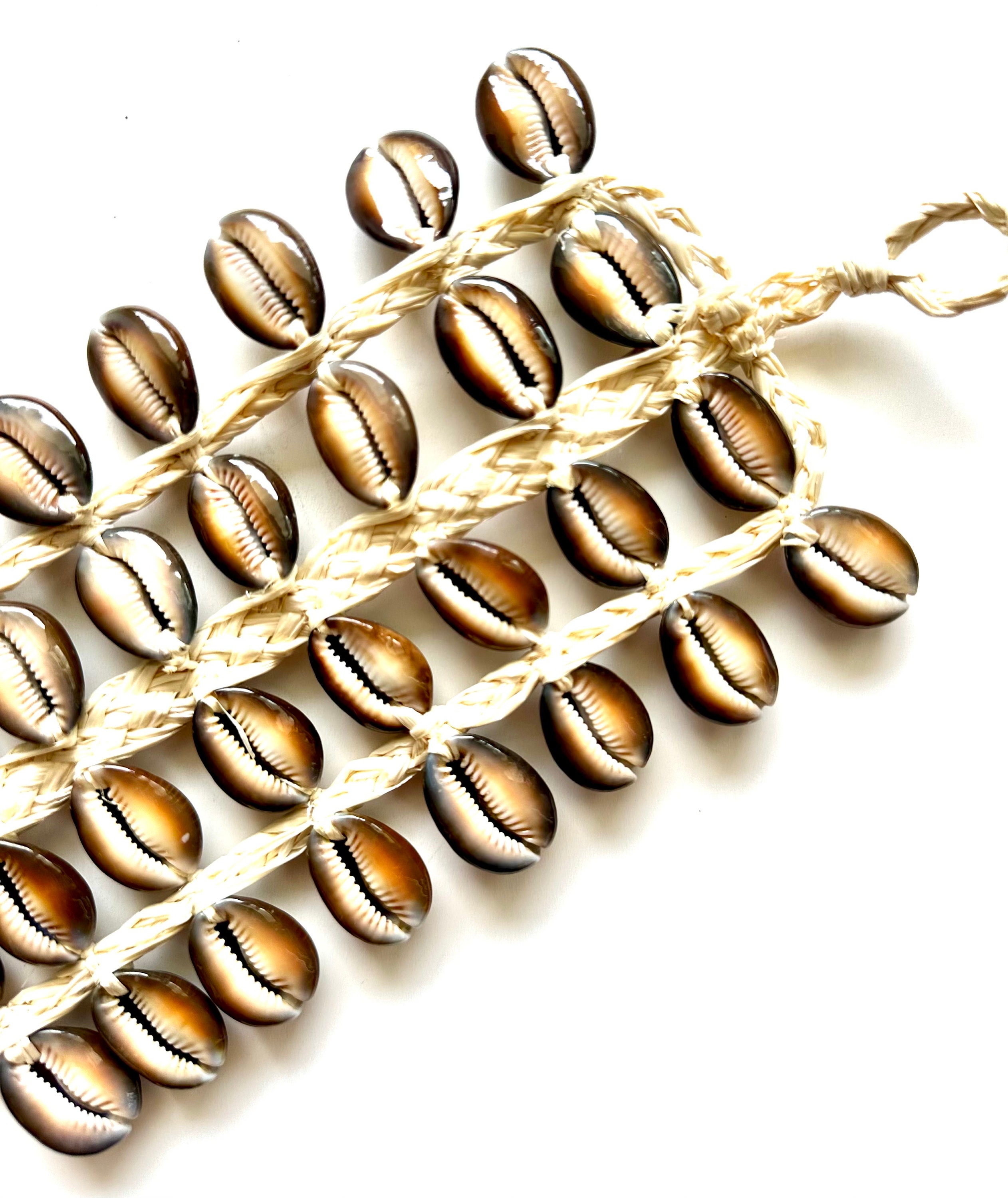 Vintage Cowry Seashell Cuff Bracelet South Pacific Shell Jewelry Woven ...