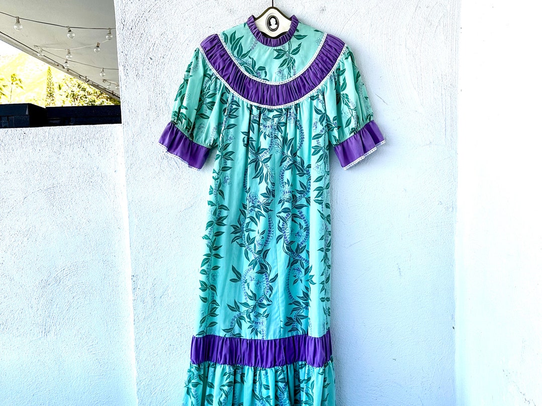 Vintage 70s 80s Hawaii Lace Collar Muumuu Victorian Revival Dress ...