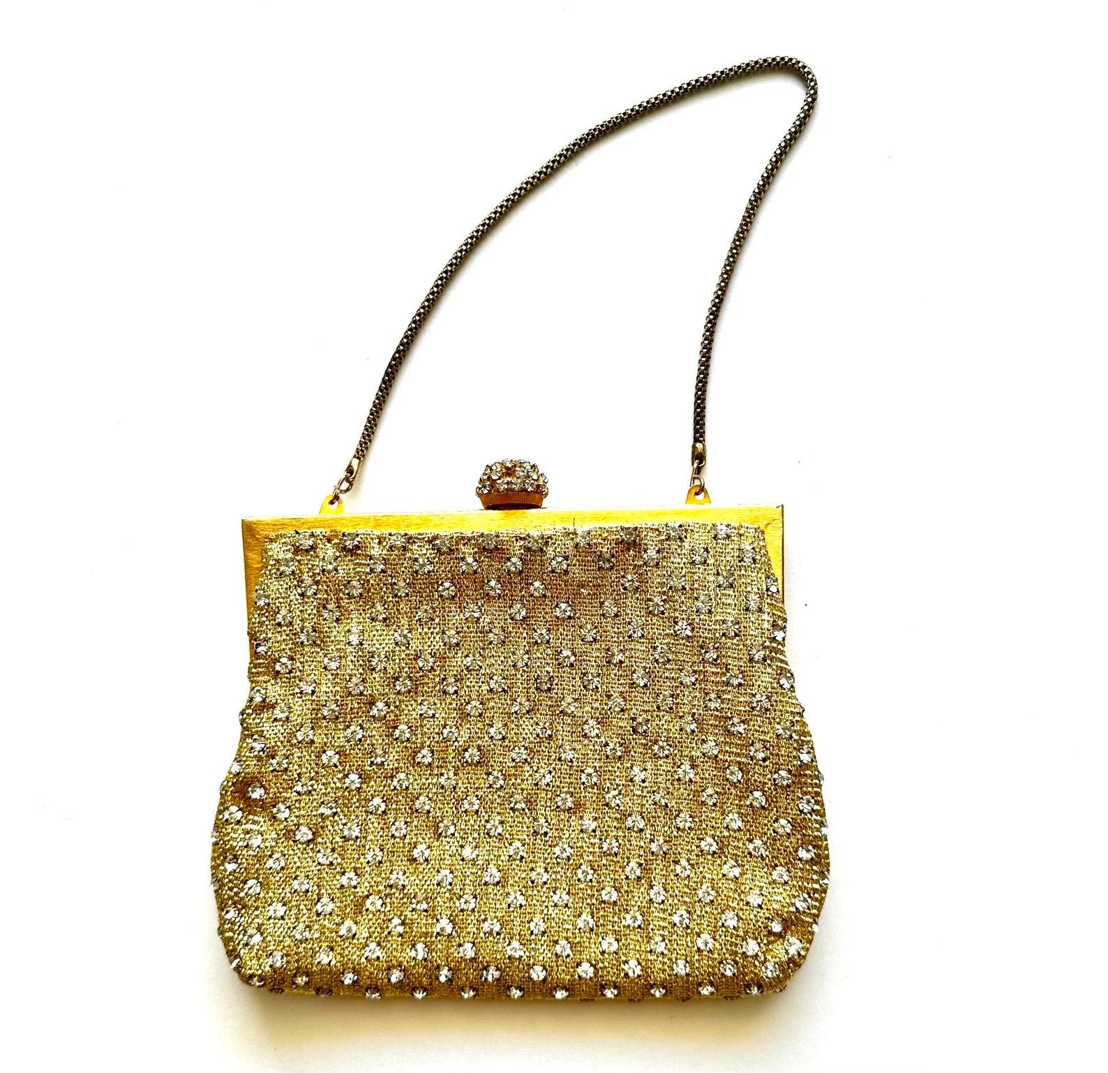 Vintage 60s Walborg Rhinestone Metal Gold Bag 1960s Space Age Purse ...