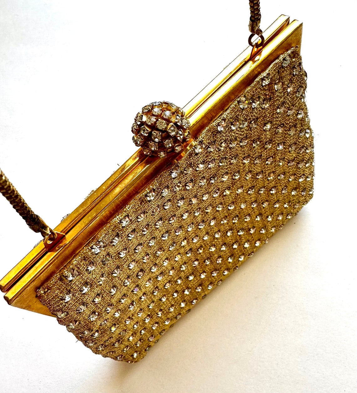 Vintage 60s Walborg Rhinestone Metal Gold Bag 1960s Space Age Purse ...