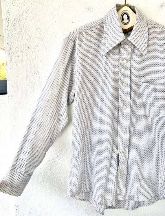 Vintage 70s Disco Large Collar Shirt Dagger Collar Top - Gem