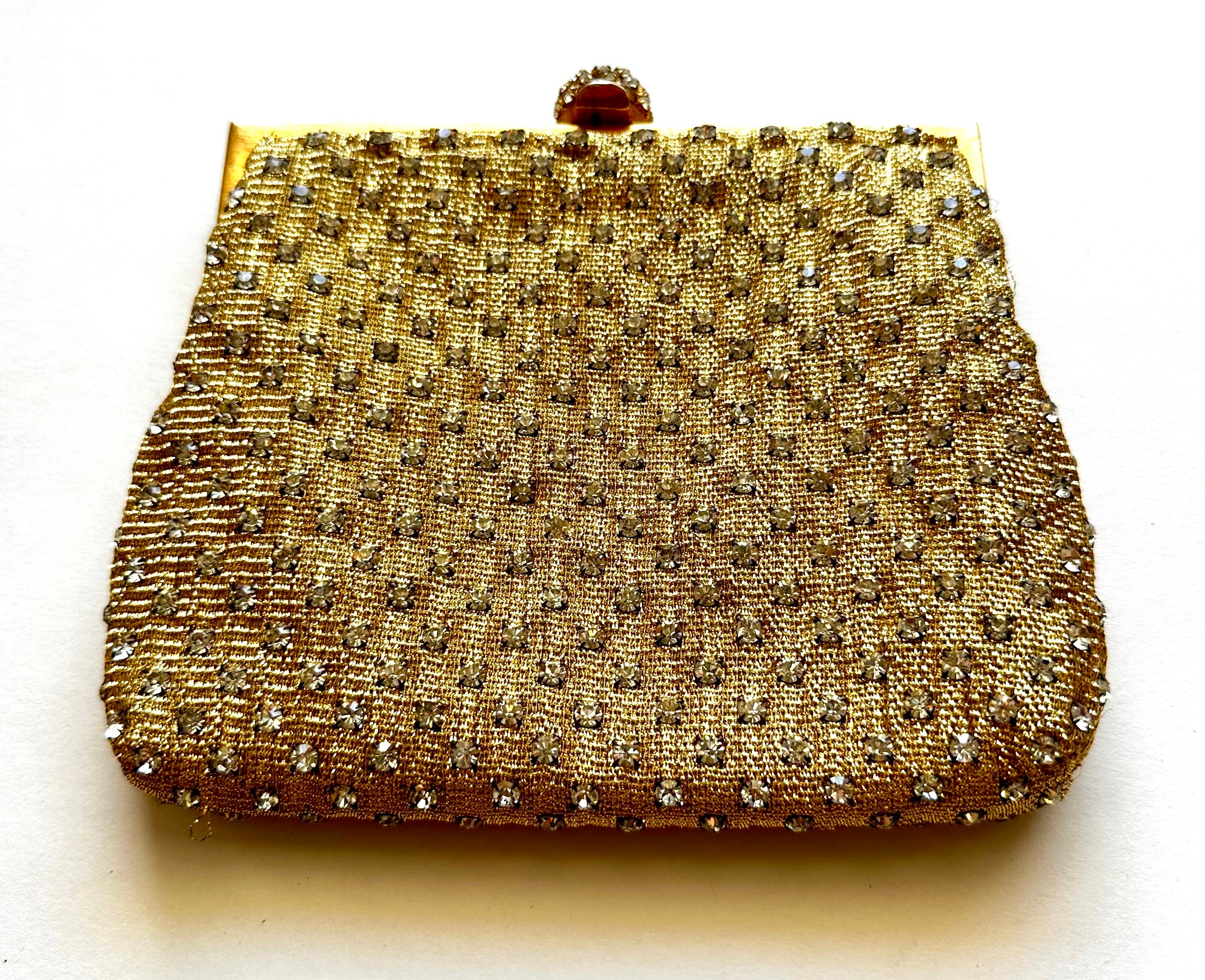Vintage 60s Walborg Rhinestone Metal Gold Bag 1960s Space Age Purse ...