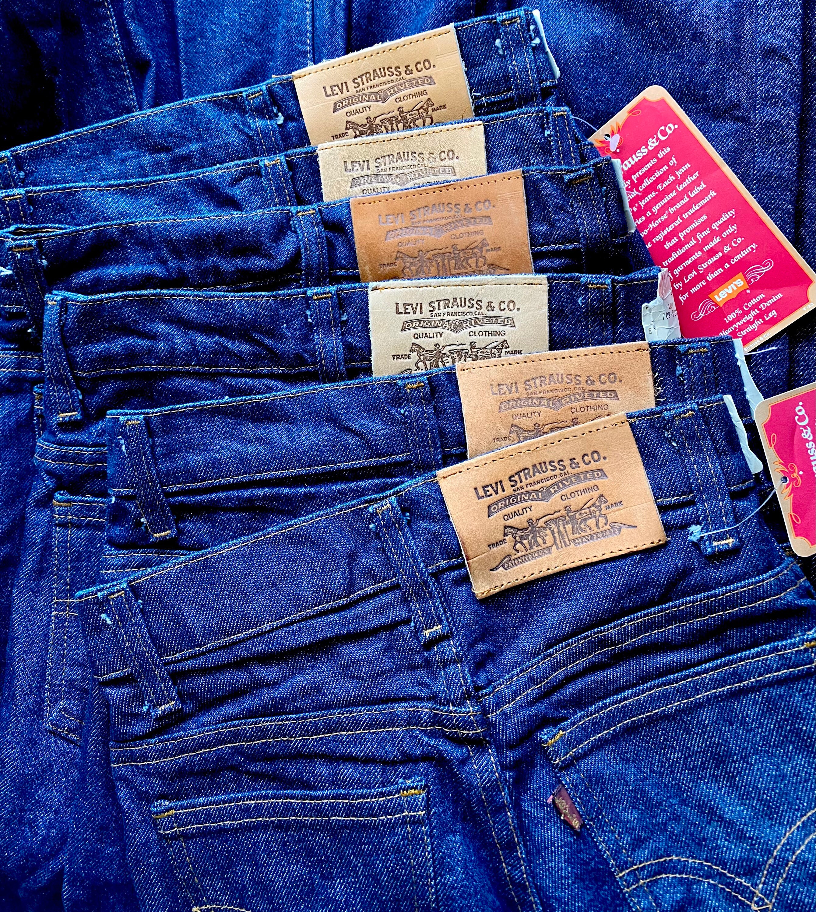Vintage Levi's Jeans 80s Dark Raw Denim Pants With Leather Vintage Levi's Jeans 80s Dark Raw Denim Pants With Leather