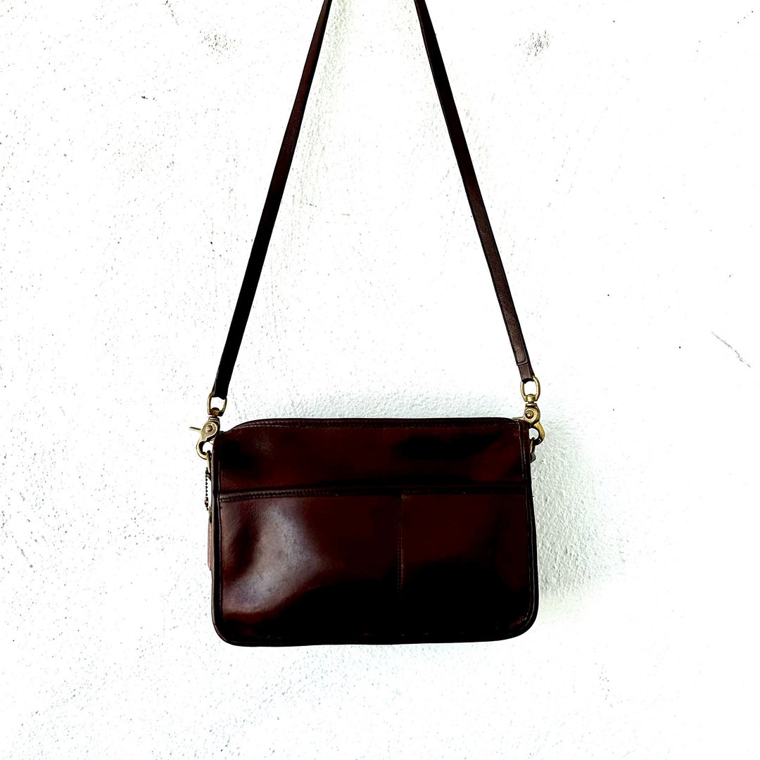 Vintage Coach 1970s 1980s Bag // Brown Leather Minimalist Purse - Etsy
