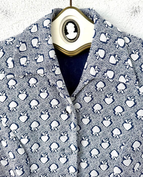 Vintage 70s Textured Fruit Jacket 1970s Blue White St… - Gem