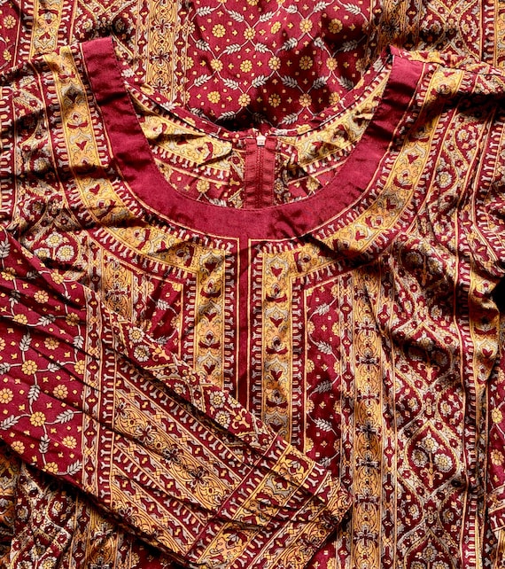 Vintage 70s Indian Imports Boho India Block Print Pho… - Gem