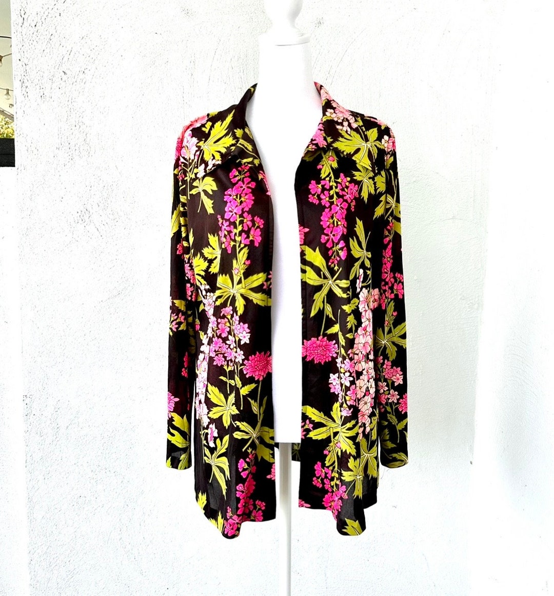 Vintage 70s Large Collar Shirt Floral Dagger Collared Women’s Tops ...
