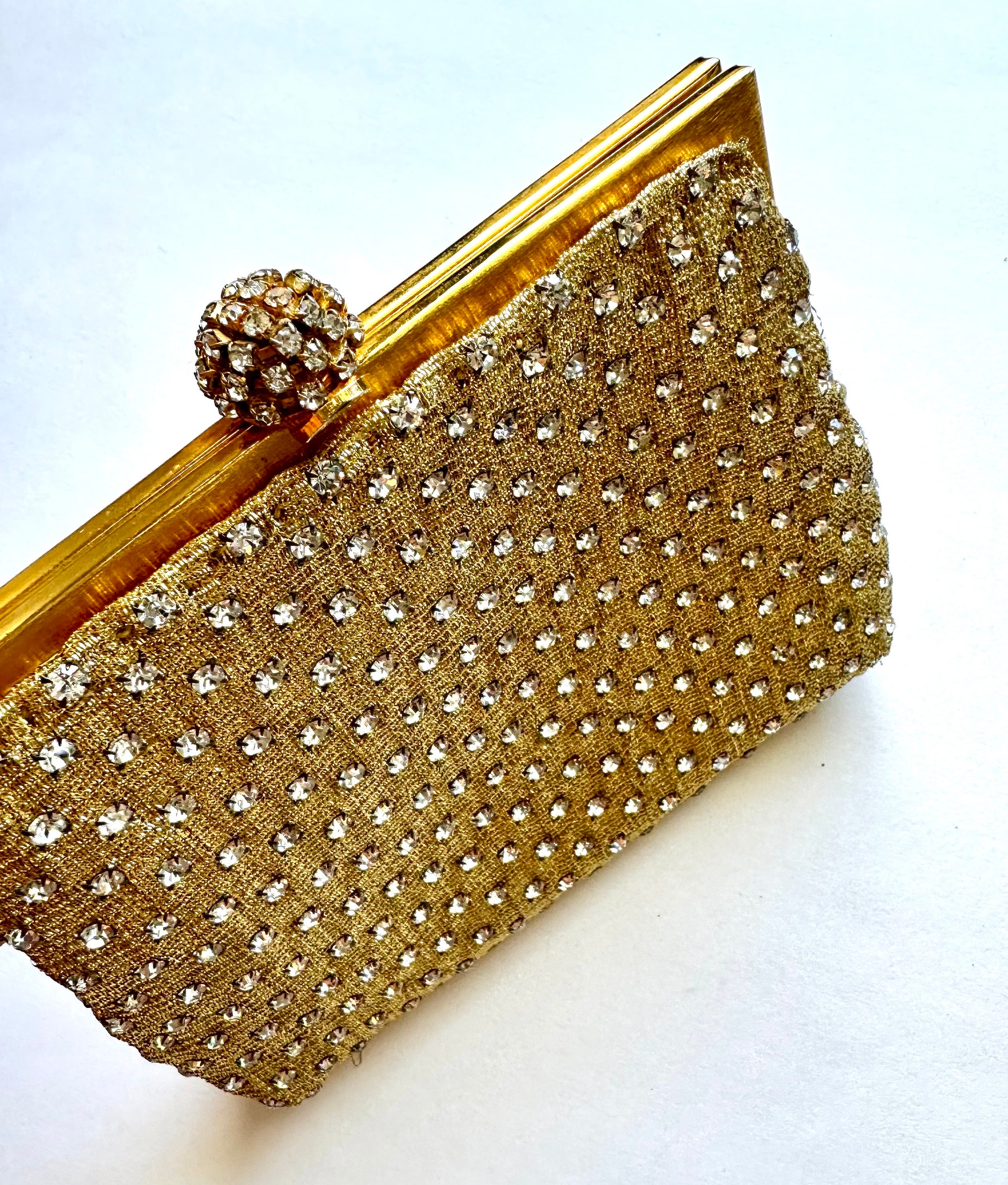 Vintage 60s Walborg Rhinestone Metal Gold Bag 1960s Space Age Purse ...