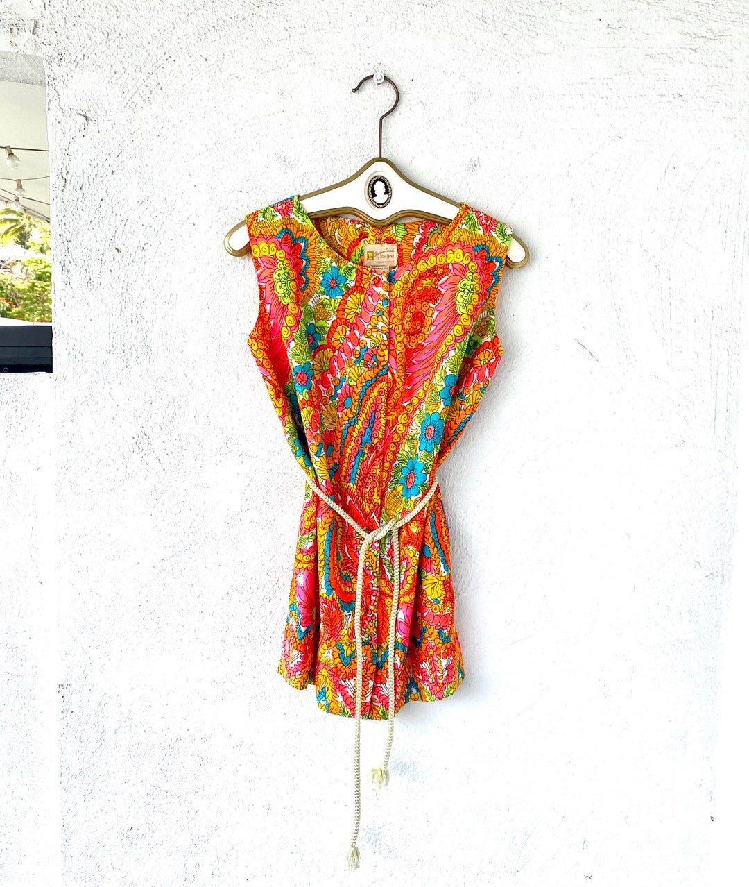 Vintage 60s Psychedelic Hawaiian Shirt Tunic 70s Hawaii Graphic Swirl ...