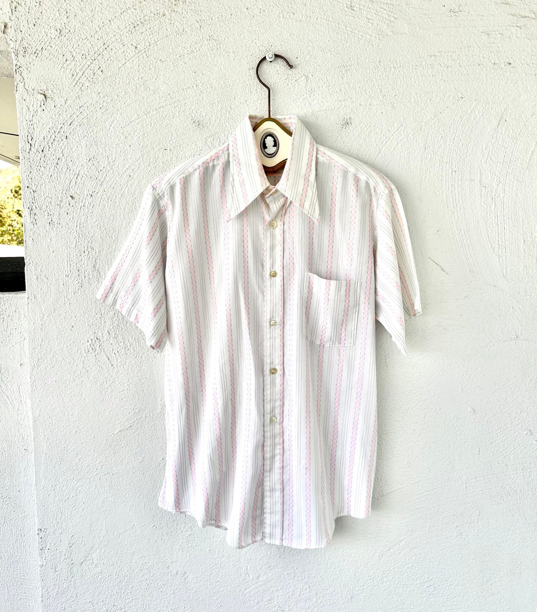Vintage 70s Large Collar Shirt 1970s Hippie Disco Striped Top - Etsy