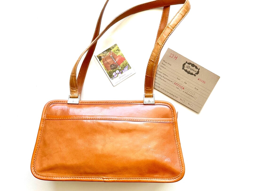 Vintage Brighton 90s Leather Shoulder Bag 1990s Minimalist Light Brown ...